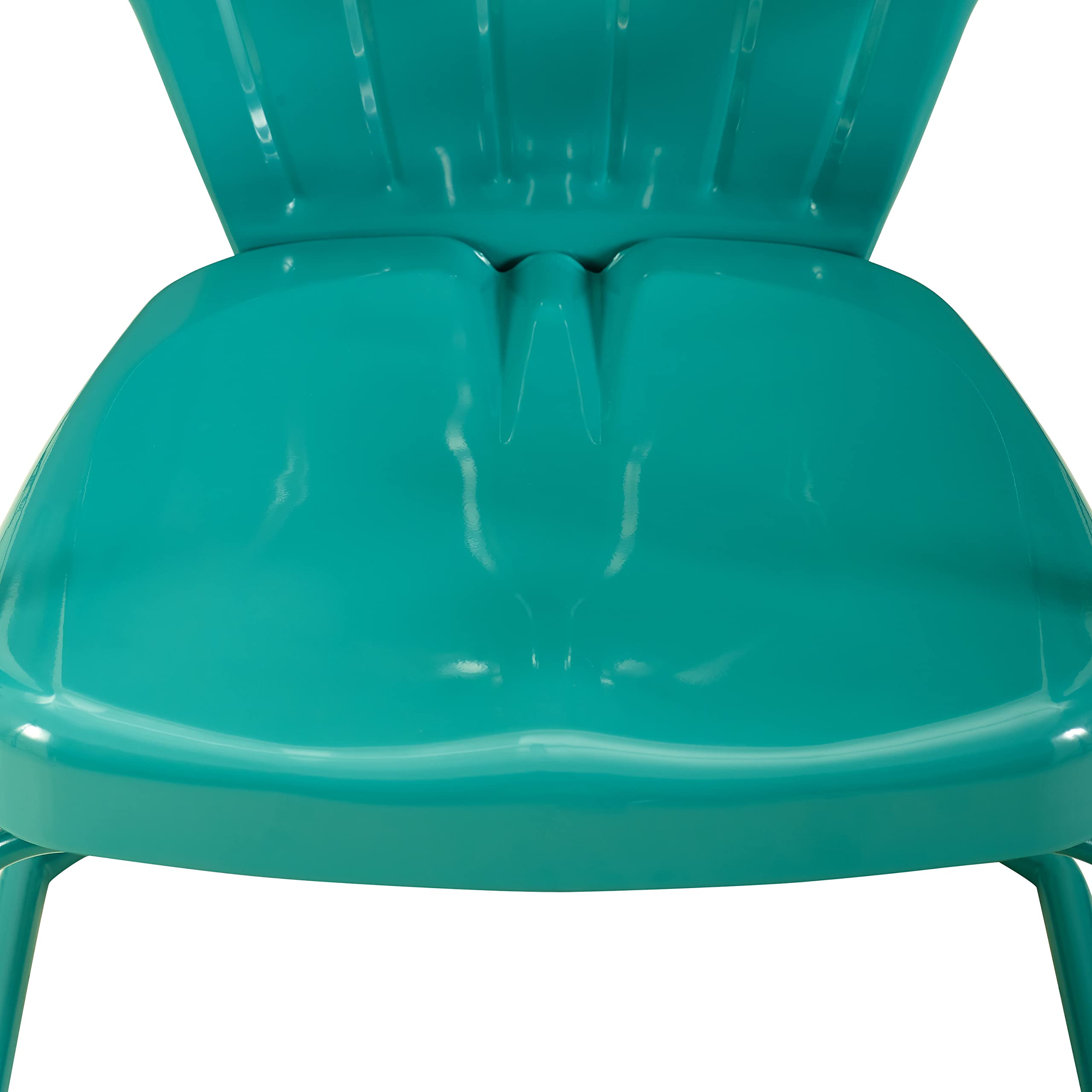 Crosley Furniture Ridgeland 5-Piece Outdoor Dining Set for 4, Retro Metal Round Patio Table and Chairs, Turquoise Gloss