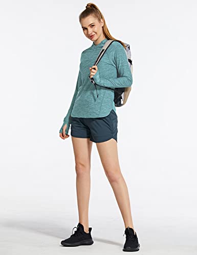 BALEAF Women's Running Shirts Quick Dry Lightweight Long Sleeve Pullover UPF50+ Moisture Wicking Hiking Light Blue Size M