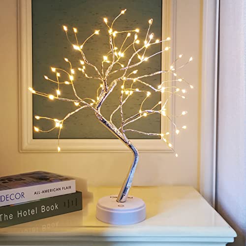 pete mici 108 LED Tabletop Bonsai Tree Light 20’’ Warm White Artificial Fairy Light Tree Battery/USB Operated Twinkling Tree Lamp for Christmas Wedding Home Decoration