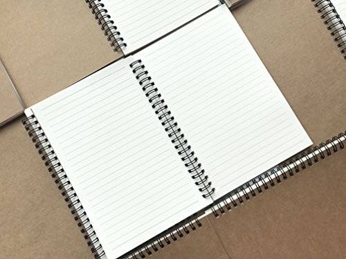 VEEPPO A5 Wirebound Notebooks Bulk Journals Spiral Steno Pads Blank/Lined Kraft Brown Cardboard Cover Thick Cream Writing Pad Sketchbook Scrapbook Album (Lined White---Pack of 4)