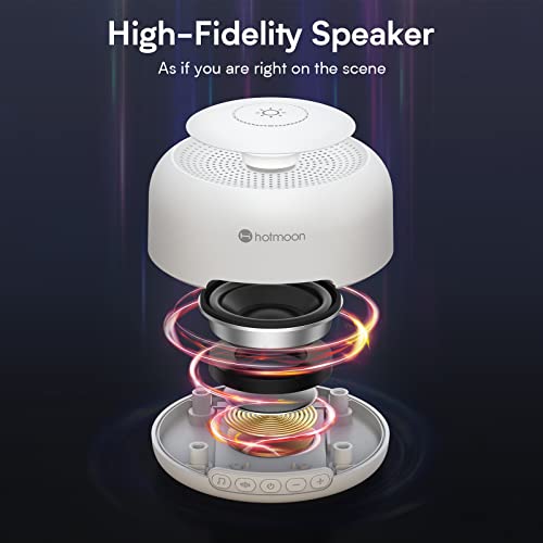 White Noise Sound Machines for Adults Sleeping, 300+ Soothing Smart Sounds Machines with Adjustable Night Lights for Baby, Hotmoon Mona Sound Machine Memory Function 3.5mm Headphone Jack Plug-in.