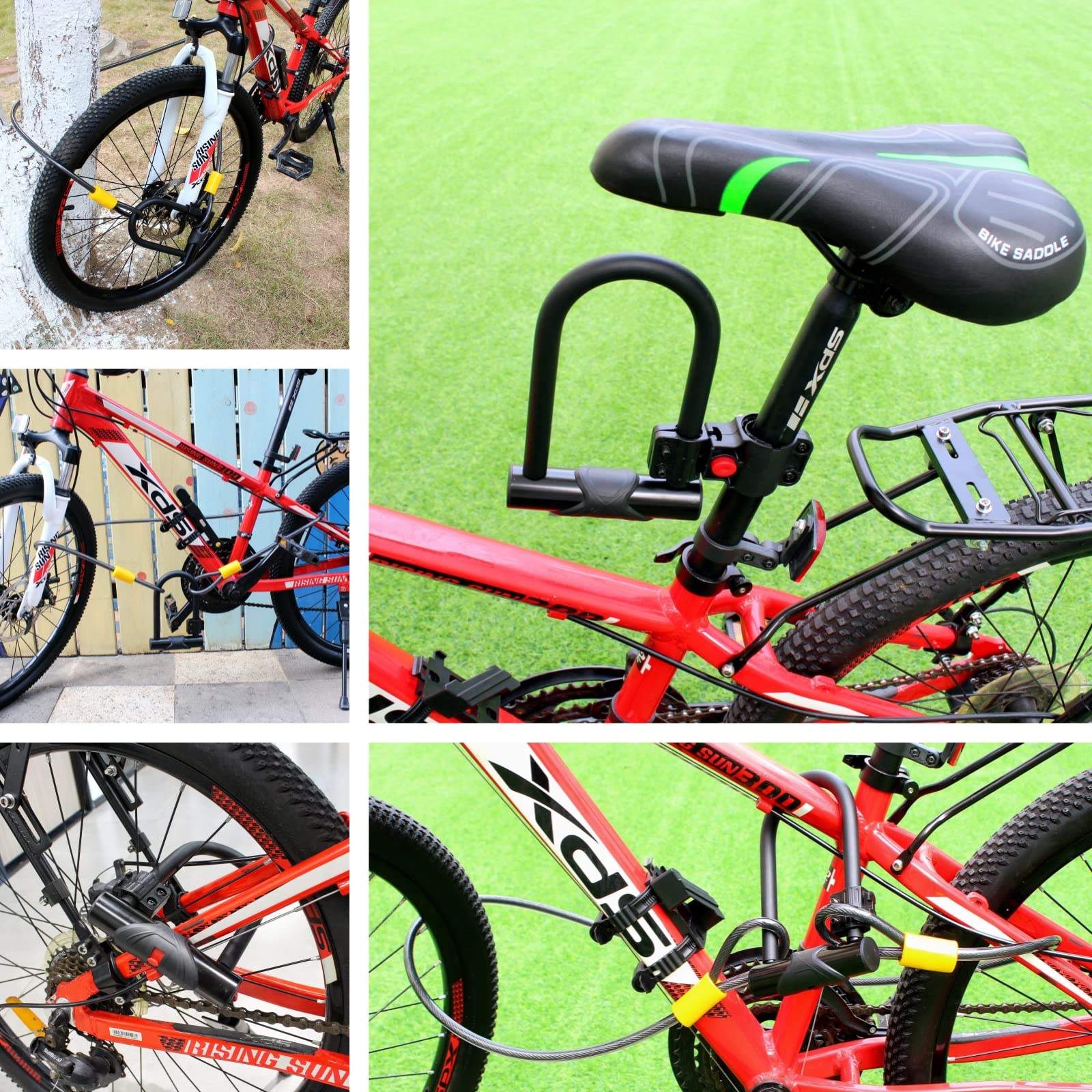 BABEIYXM Bike U Lock - Heavy Duty Security U Cable Bike Lock with 5.5ft/1.7m Bike Cable and Sturdy Mounting Bracket for Road Bikes, Mountain Bikes, E-Bikes, Folding Bikes, Dustproof and Waterproof
