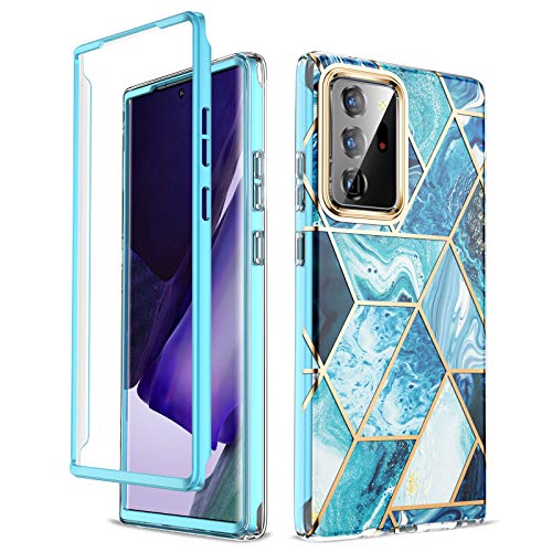 Asuwish Phone Case for Samsung Galaxy Note 20 Ultra 5G Cell Cover Hybrid Luxury Cute Marble Shockproof Full Body Hard Heavy Duty Slim Note20 Plus Notes 20Ultra Note20+ U + 20+ Twenty Not S20 Blue