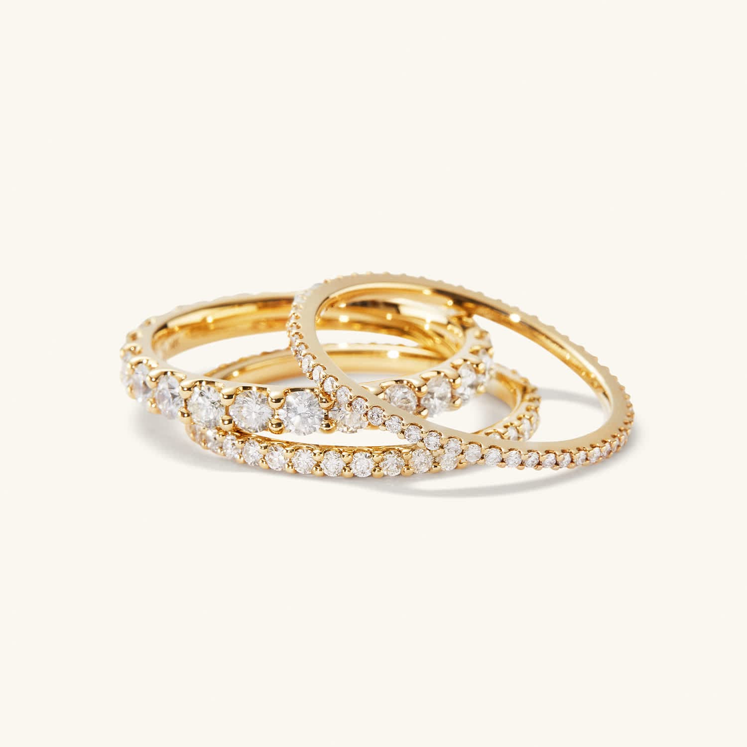 Aojun 14K Gold Vermeil S925 Sterling Silver CZ Simulated Diamond Statement Stackable Ring Eternity Bands V Ring for Women (14K Gold Vermeil, 8)