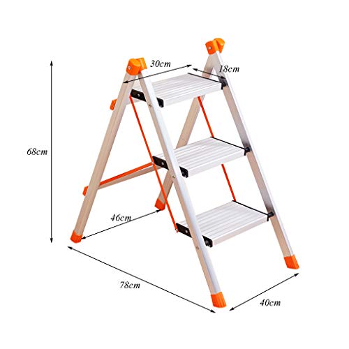 PENGJIE Folding Ladder Step Stool Ladder Stool 3 Step Folding Heavy Duty Steel Aluminum Alloy Portable Anti Slip Mat Tread Compact 150 Kg Capacity