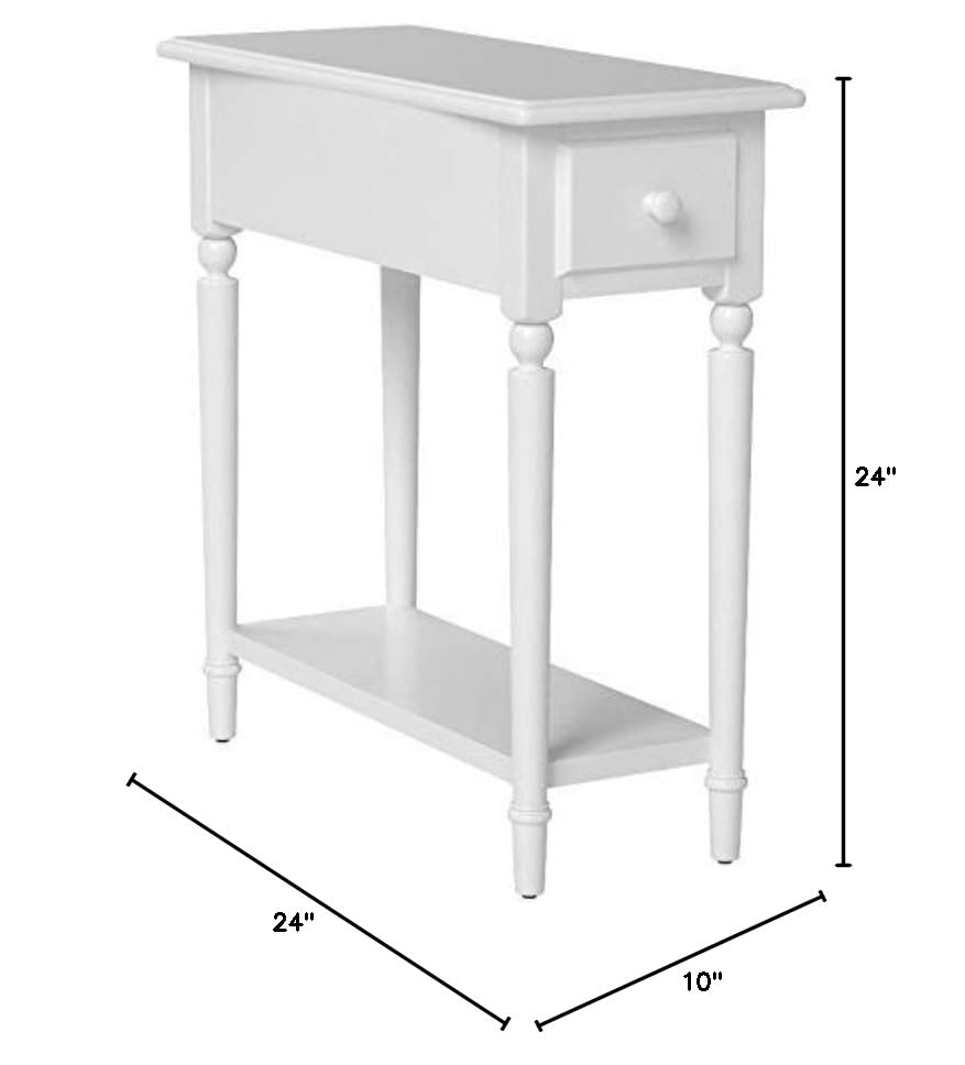 Coastal 10 in. Solid Wood Narrow Side Table with Drawer and Shelf, Pecan Brown β Leick Home, 20017-PC