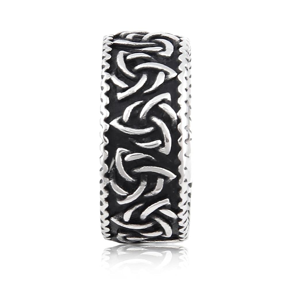 BAVIPOWER Viking Celtic Triquetra Knot Ring Unique Stainless Steel Design Eternity Love Trinity Claddagh Jewelry For Men Women