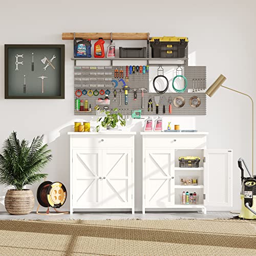 Irontar Bathroom Cabinet, Freestanding Bathroom Storage Cabinet with Drawer and Adjustable Shelf, Kitchen Cupboard, Floor Cabinet for Bathroom, Home Office, Entryway, White CWG008W