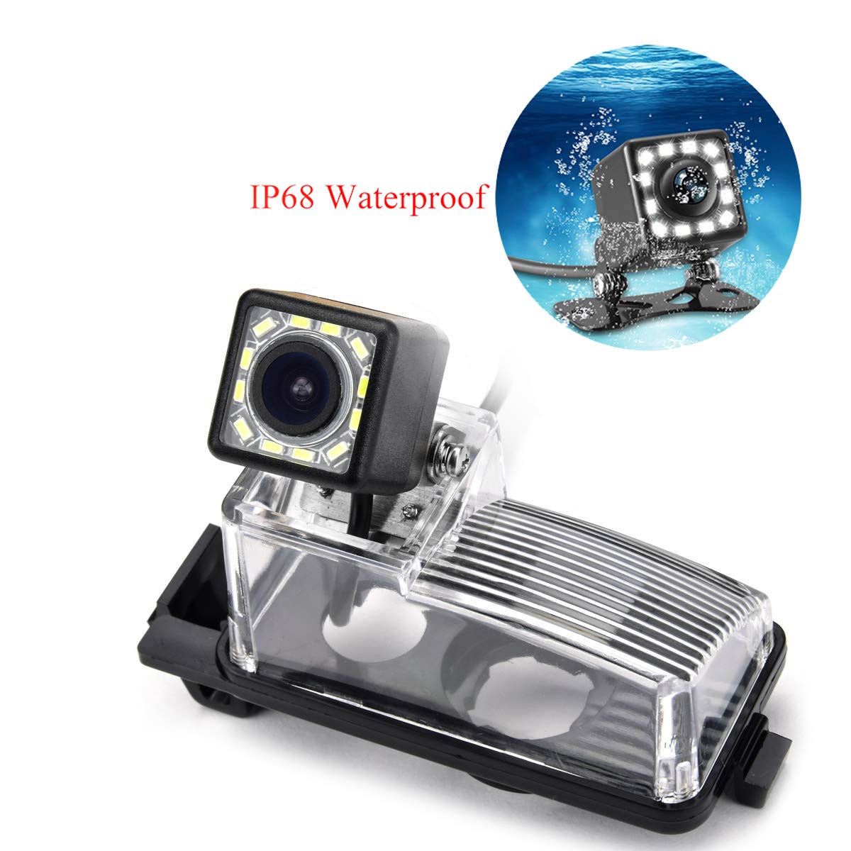 aSATAH 12 LED Adjustable Angle Car Rear View Camera for Nissan Tiida/Versa Hatchback/Grand Livina/Pulsar/Fairlady Z & Vehicle Camera Waterproof Reversing Backup Camera (12 LED Adjustable Angle)