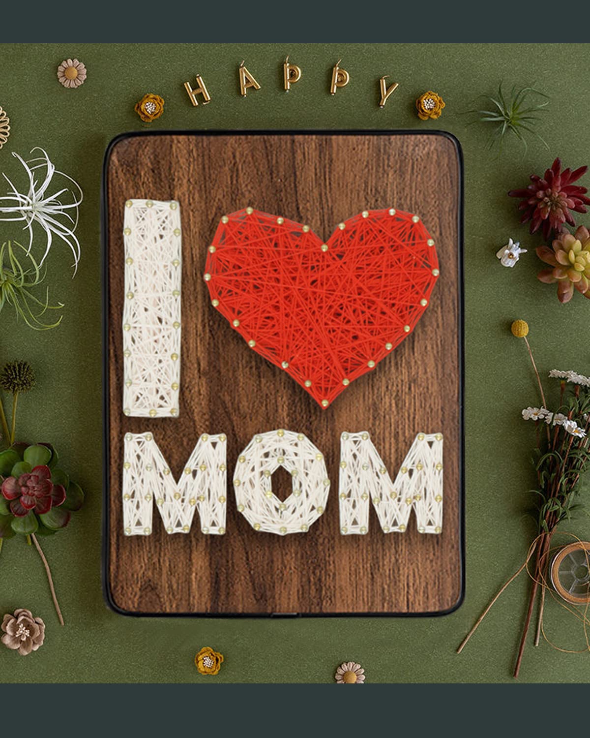 BAZIMA ALICE DIY String Art Kit for Beginner, DIY I Love Mom Craft Kit,Unique Gift,Craft Kit for Holidays