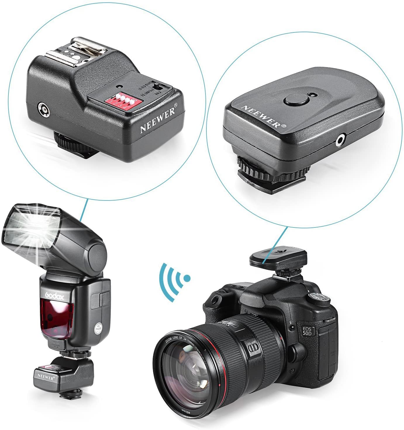 Neewer 16 Channel Wireless Remote Flash Trigger and 2.5mm PC Receiver for Compatible with Canon 580EX II 580EX 550EX 540EZ Nikon SB900 SB800 SB600 SB28 Neewer TT860 TT850 TT560 Olympus Pentax Sigma