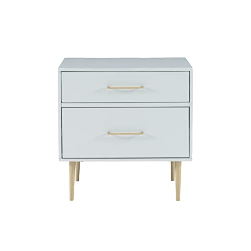 Linon Modern Ice Blue Gold Hardware Lennon Two Drawer Nightstand