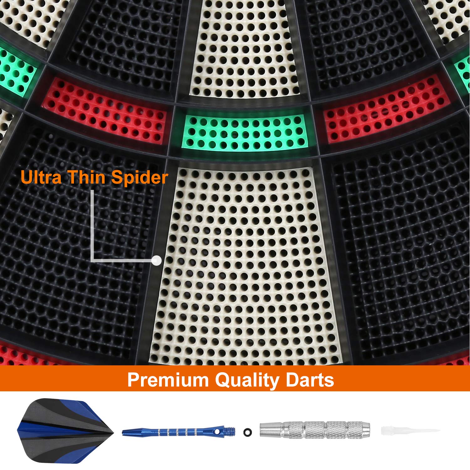 Biange Electronic Dart Board, Digital Soft Tip Dart Boards, Dartboard Set 13.5” Target Area, 27 Games and 243 Variants with 12PCS 18g Darts, 4 LED Displays, 100 Tips, Flights, Support 16 Players