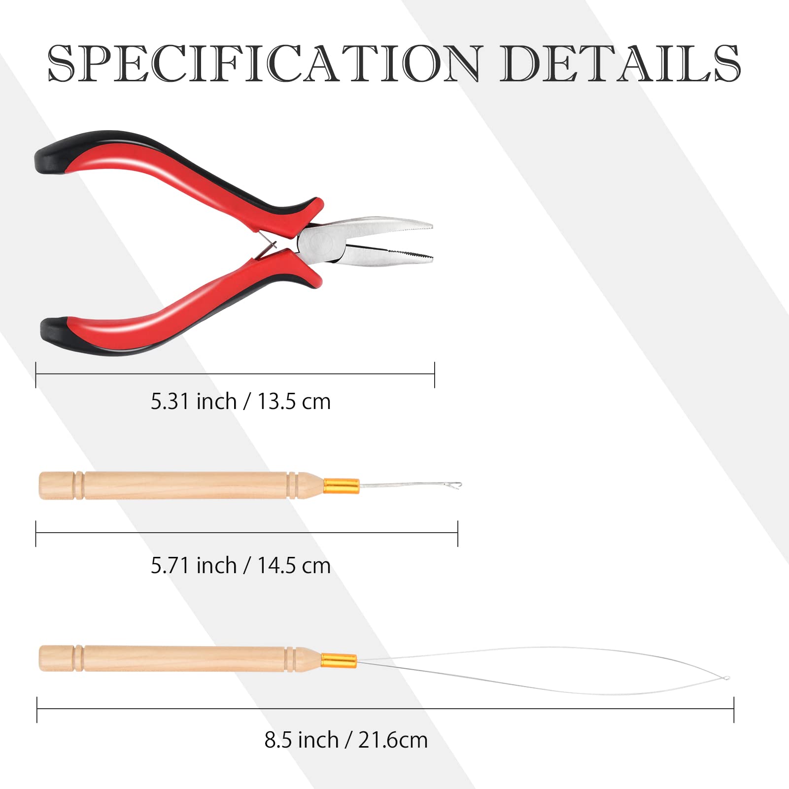Neitsi 3pcs Kit for Micro Link Hair Feather Extensions: Pliers, Micro Pulling Needle, and Loop Threader