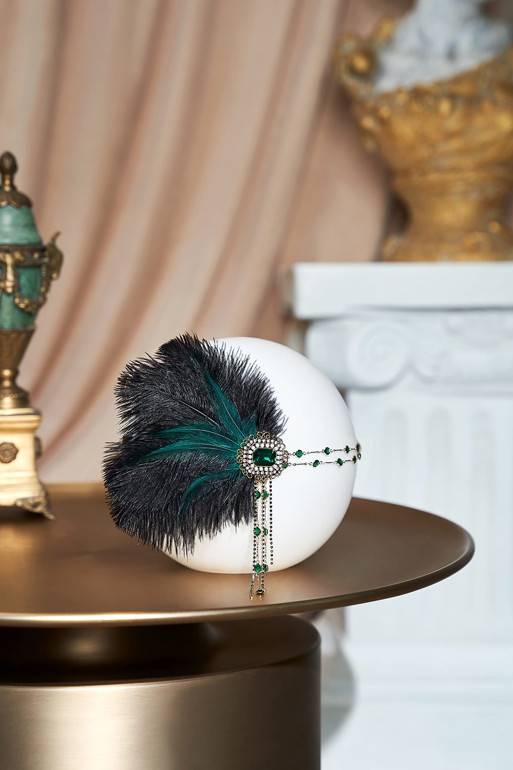 BABEYOND 1920s Flapper Gatsby Headband Roaring 20's Party Headpiece (Green)