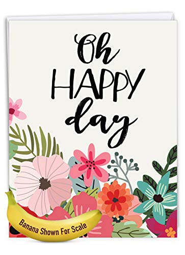 The Best Card Company - 1 Large Birthday Card with Envelope (8.5 x 11 Inch) - Fun Celebration Card for Birthdays - Optimisms J6631GBDG