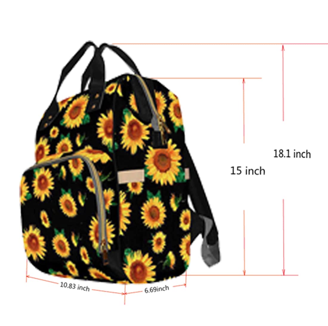 Customized Diaper Bag Backpack, Black and Orange Name Personalized Backpack with Text Mommy Nappy Baby Bag Shoulders Bag Casual Daypack Daycare Bag Travel Bag for Dad Mom