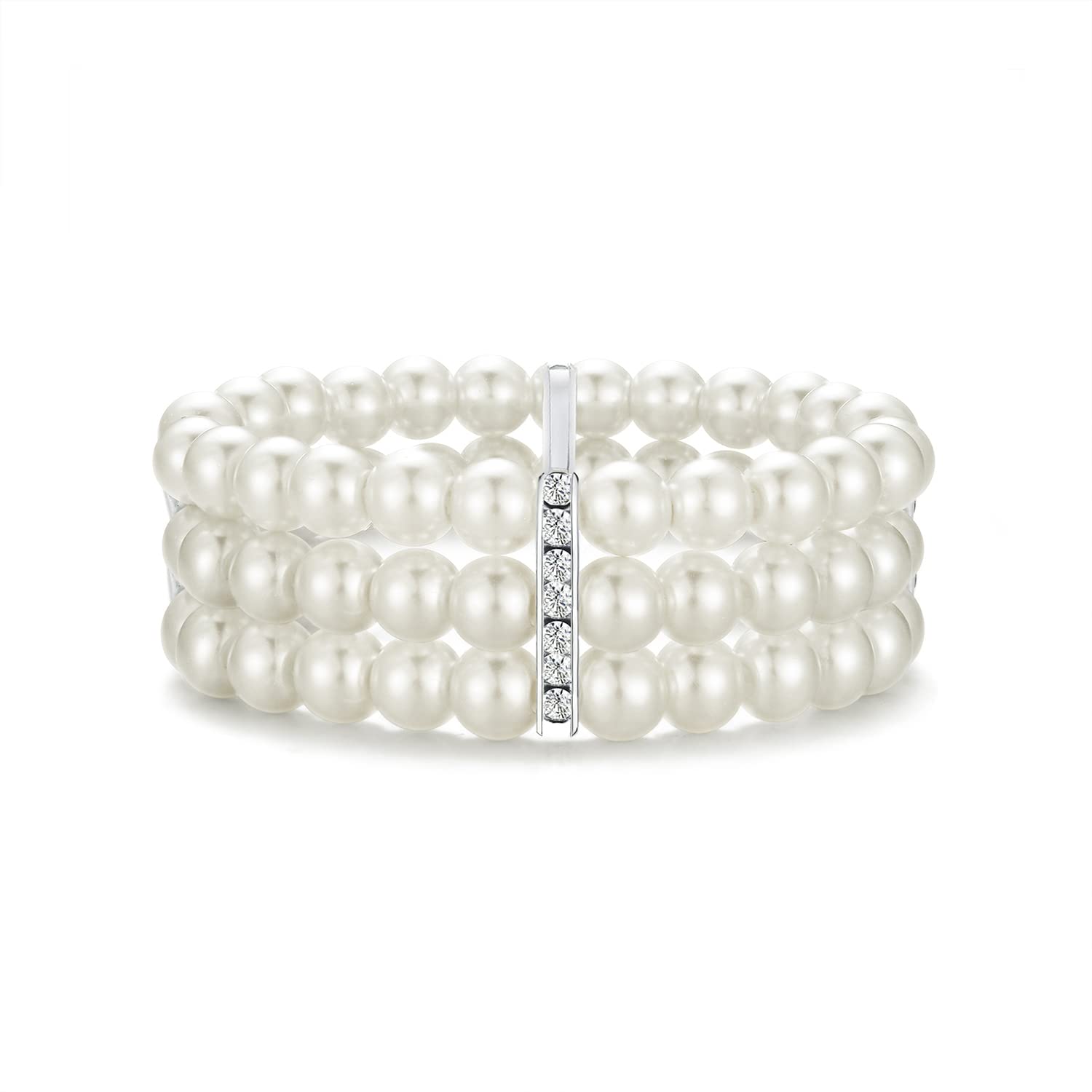 BABEYOND 1920s Flapper Imitation Pearl Bracelet Great Gatsby Pearl Bracelet Roaring 20s Accessories Jewelry Set (3layer)
