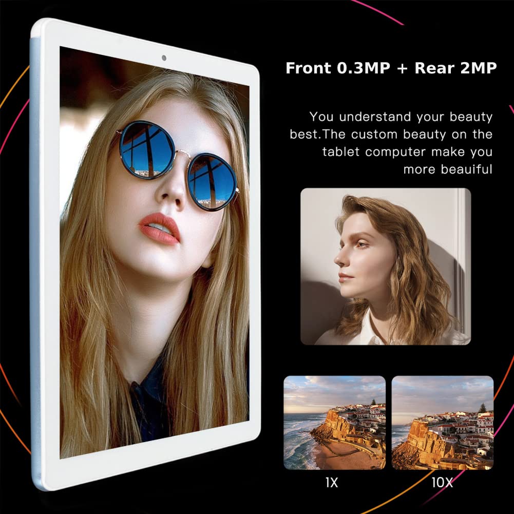 ASHATA 10.1 inch Octa Core Tablet, 10.1 Inch Tablet 2.4G 5G Dual Band WiFi 6GB 128GB Front 5MP Rear 13MP 1960x1080 IPS 8800mAh Calling Tablet HD IPS Large Screen, Support GPS, Bluetooth, FM Blue(#2)