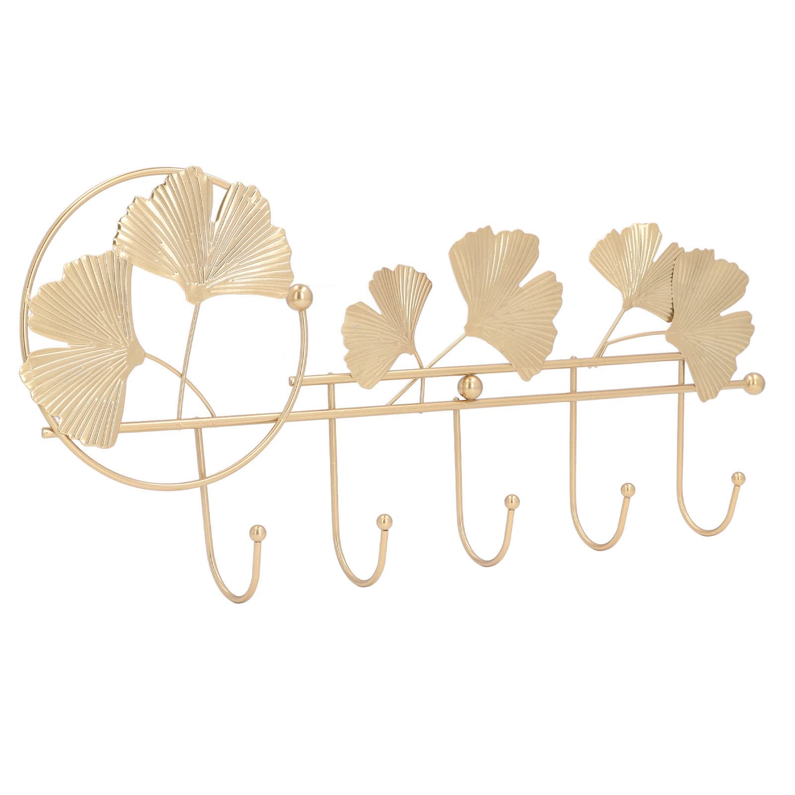 Coat Rack Wall Mount, Gold Ginkgo Leaf Shaped Coat Hanger Wall Hooks for Keys Hat Towel Purse Robes Jacket Clothes