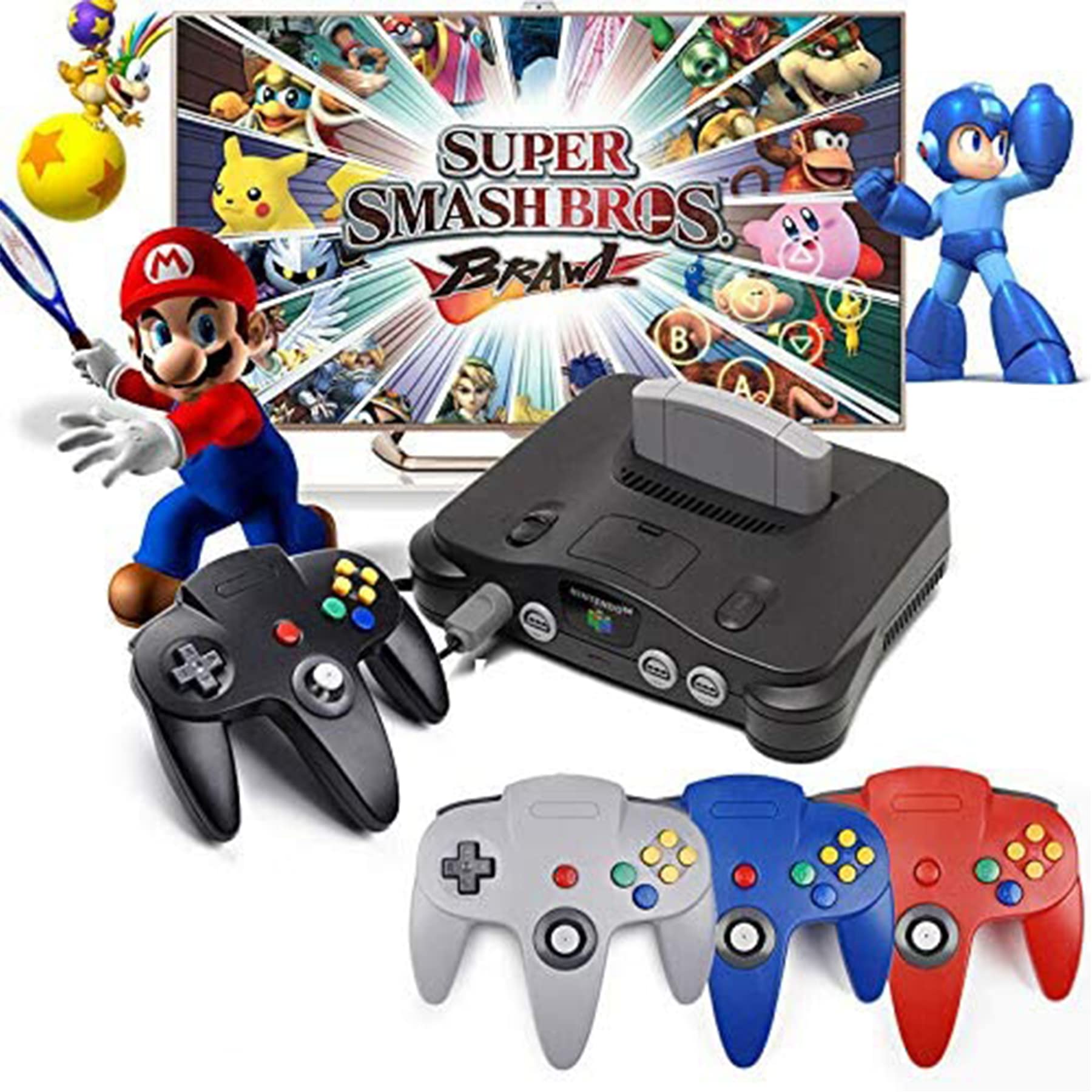 King Smart Birsppy N64 Controller, Wired N64 Controllers with Upgraded Joystick for Original Nintendo 64 Console (Jungle Green and Clear Purple)