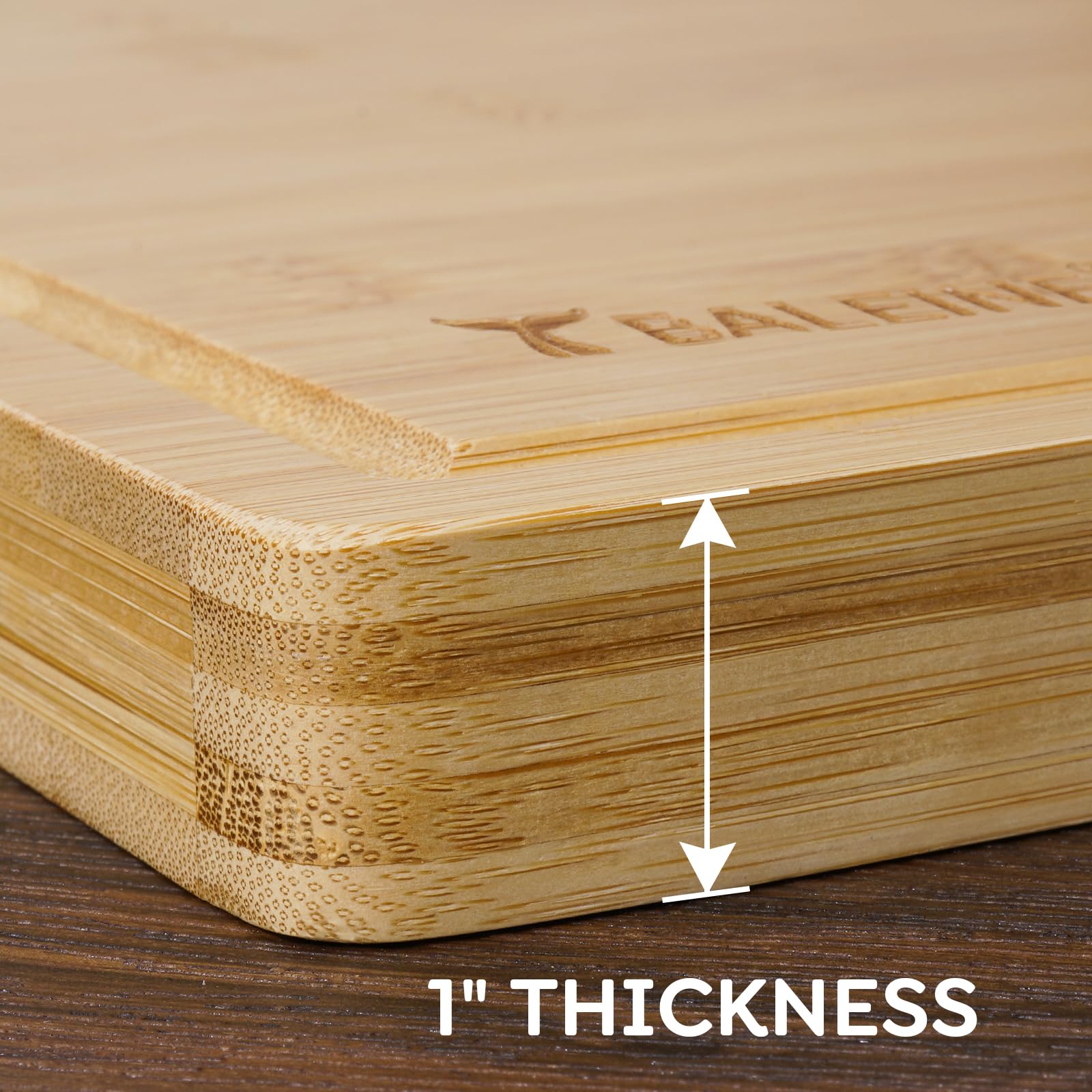 BALEINE Large Bamboo Cutting Board, 1β Extra Thick Cutting Boards for Kitchen, Wood Cutting Board with Integrated Juice Grooves and Handles (17" x 12.5" x 1")