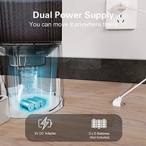 KESTERRA Automatic Cat Feeder, 4L Auto Dry Food Dispenser Small Dog Pet Feeder with 4 Meals Per Day Programmable Timed, 10s Voice Recorder, Twist Lock Lid, Stainless Steel Bowl, Dual Power Supply Blue