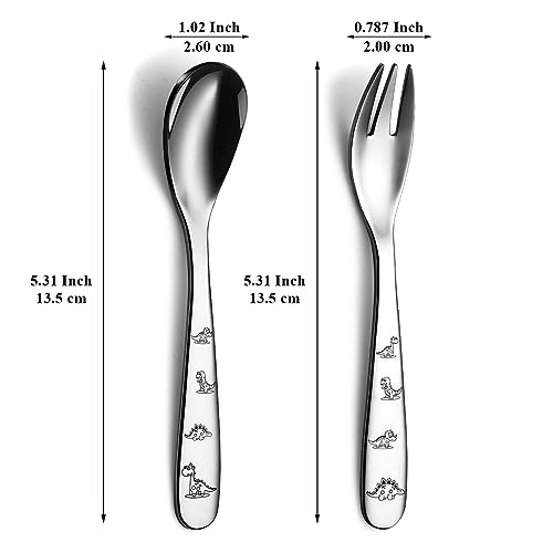 Evanda Toddler Utensils, 6 Pieces Stainless Steel Toddler silverware set, Kids Utensils Forks and Spoons, Mirror Polished Smooth Round Tableware and Dishwasher Safe