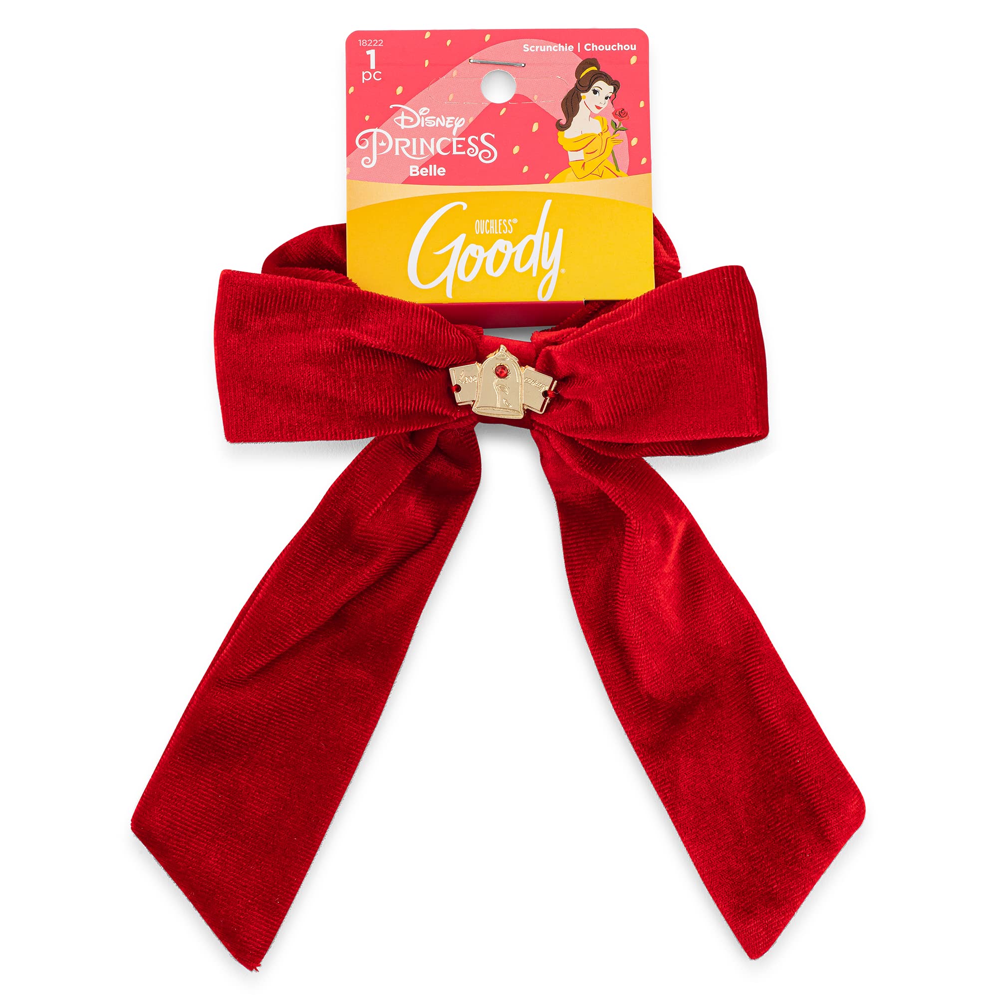 GOODY Ouchless XL Scrunchie Bow - Disney Princess, Belle - Hair Accessories for Men, Women, Boys & Girls - Style With Ease & Keep Your Hair Secured for All-Day Comfort - For All Hair Types