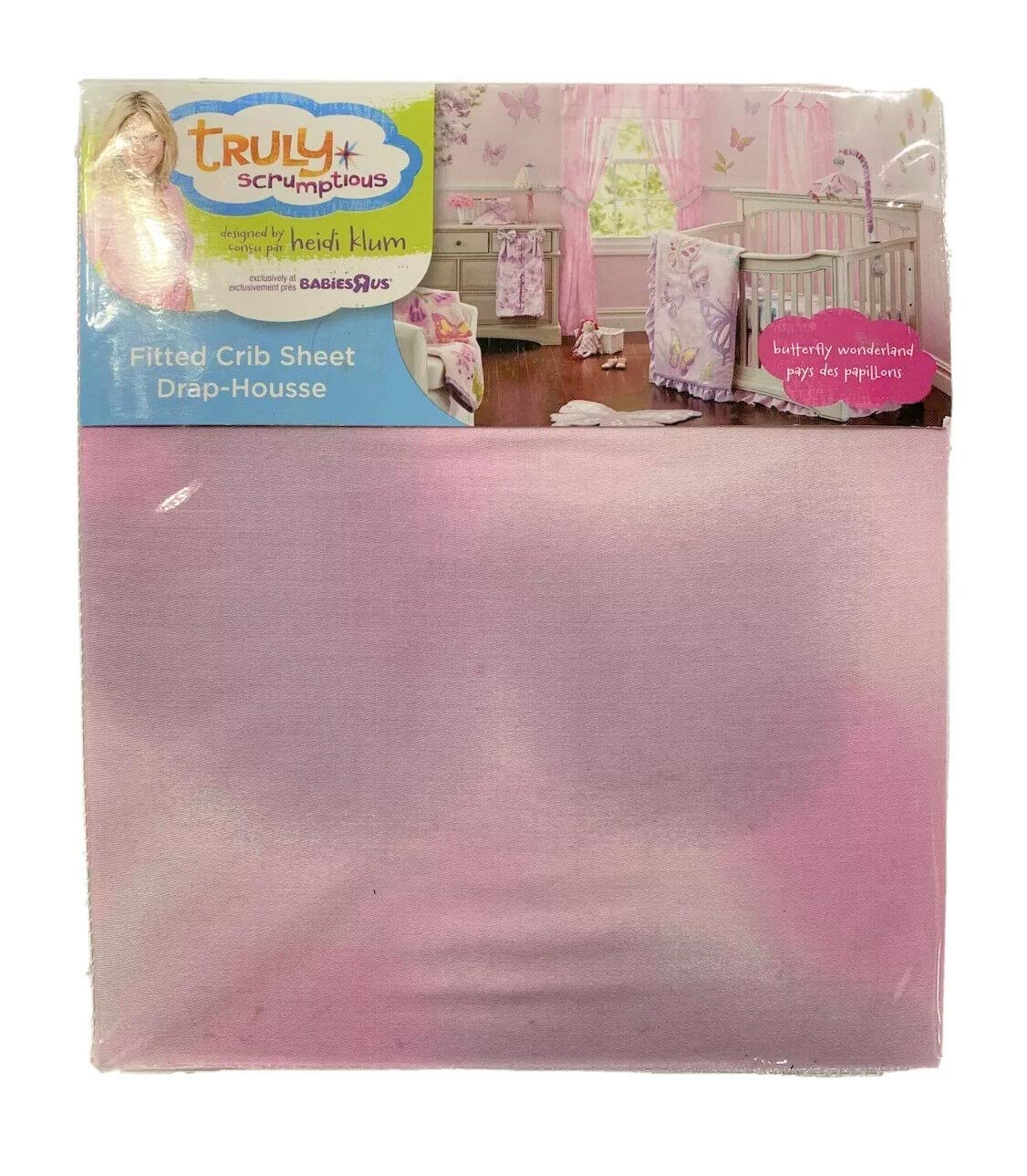 Truly Scrumptious by Heidi Klum Butterfly Wonderland Cotton Crib Sheet Pink
