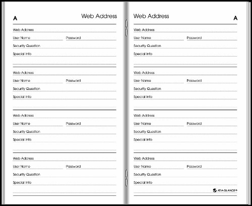 AT-A-GLANCE Undated Website Address Book and Password Keeper, Black, 3.63 x 6.13 x .21 Inches (80-500-05)