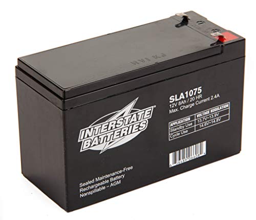 Interstate Batteries 12V 5Ah Battery (SLA1055) & 12V 8Ah Battery (SLA1075) Rechargeable Sealed Lead Acid SLA AGM (F1 Terminal) Wireless Internet UPS Systems, 5.94" x 2.56" x 3.70" (LxWxH)