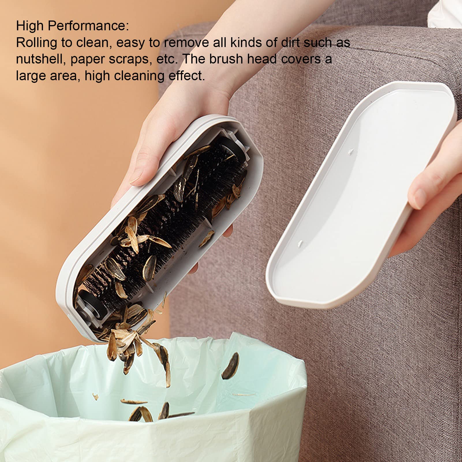 TREETDOBV Handheld Sweeper Brush, Mini Portable Handheld Cordless Tabletop Crumb Sweeper, Table Brush, Hand Sweeper, Crumb Catcher, Home Soft Hair Debris Collector, for Table Bed Sheet Clothes Sofa