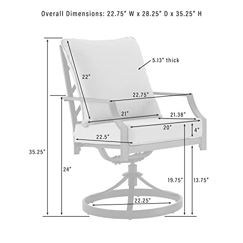 Crosley Furniture Otto 2-Piece Swivel Outdoor Chair Set, Dining Patio Chairs for Deck, Backyard, Matte Black with Gray Cushions
