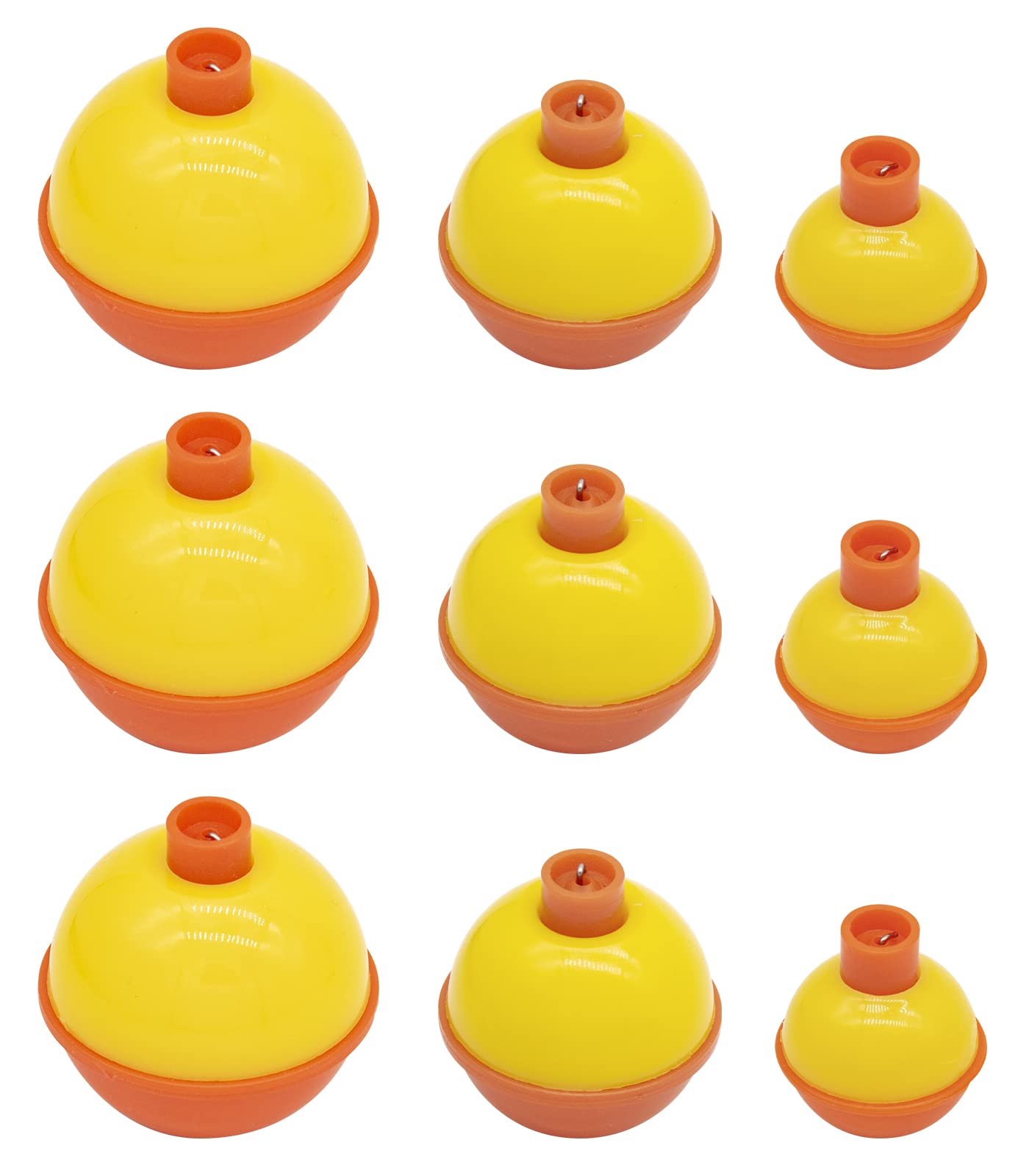 Bobbers for Fishing Adjustable Floats Bulk Round Fixed Bobber Assortment 1.5' 1.25' 1' Large Little Yellow and Orange Fishing Gear Tackle