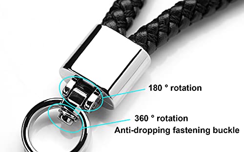 Key Chain for Car Keys Organizer Accessories with D-ring Braided Microfiber Leather Lanyard Universal Car Keychain (Black)