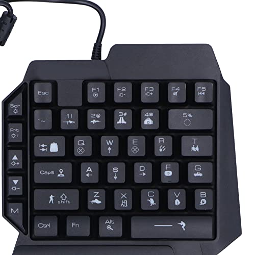 ASHATA One Handed Mechanical Gaming Keyboard, Mechanical Keyboard, One Handed Ergonomic RGB Colorful Backlit USB Wired Gaming Keyboard