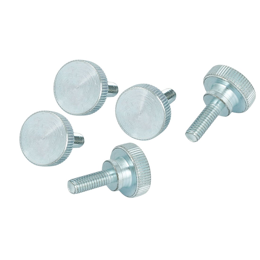 uxcell M6x16mm Carbon Steel Step Hand Screw Flat Knurled Head Thumb Bolts 5pcs