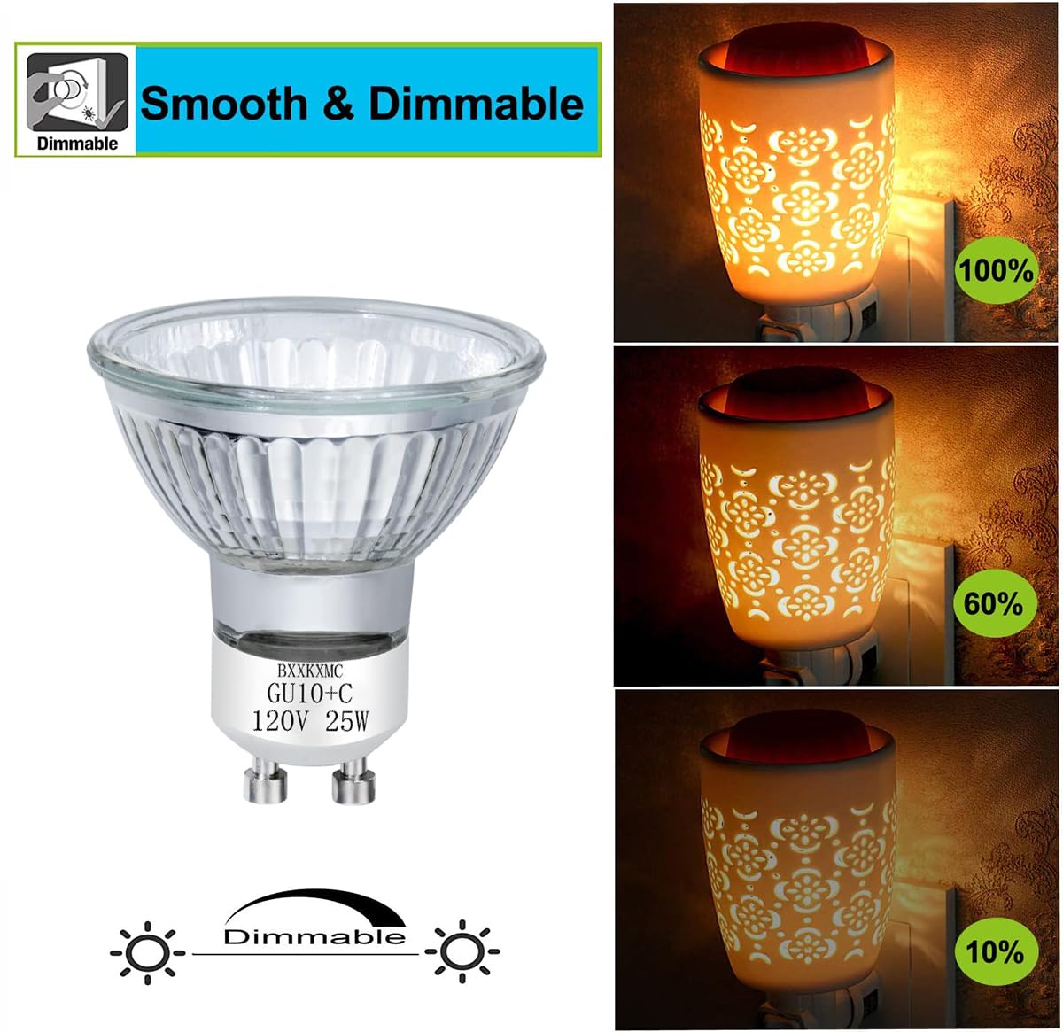 BXXKXMC GU10 Halogen Bulb 120v 25W Halogen Light Bulbs, 2800k Warm White gu10 Dimmable for Track Light Bulbs,Glass Cover for Range Hood Light Bulbsā¦