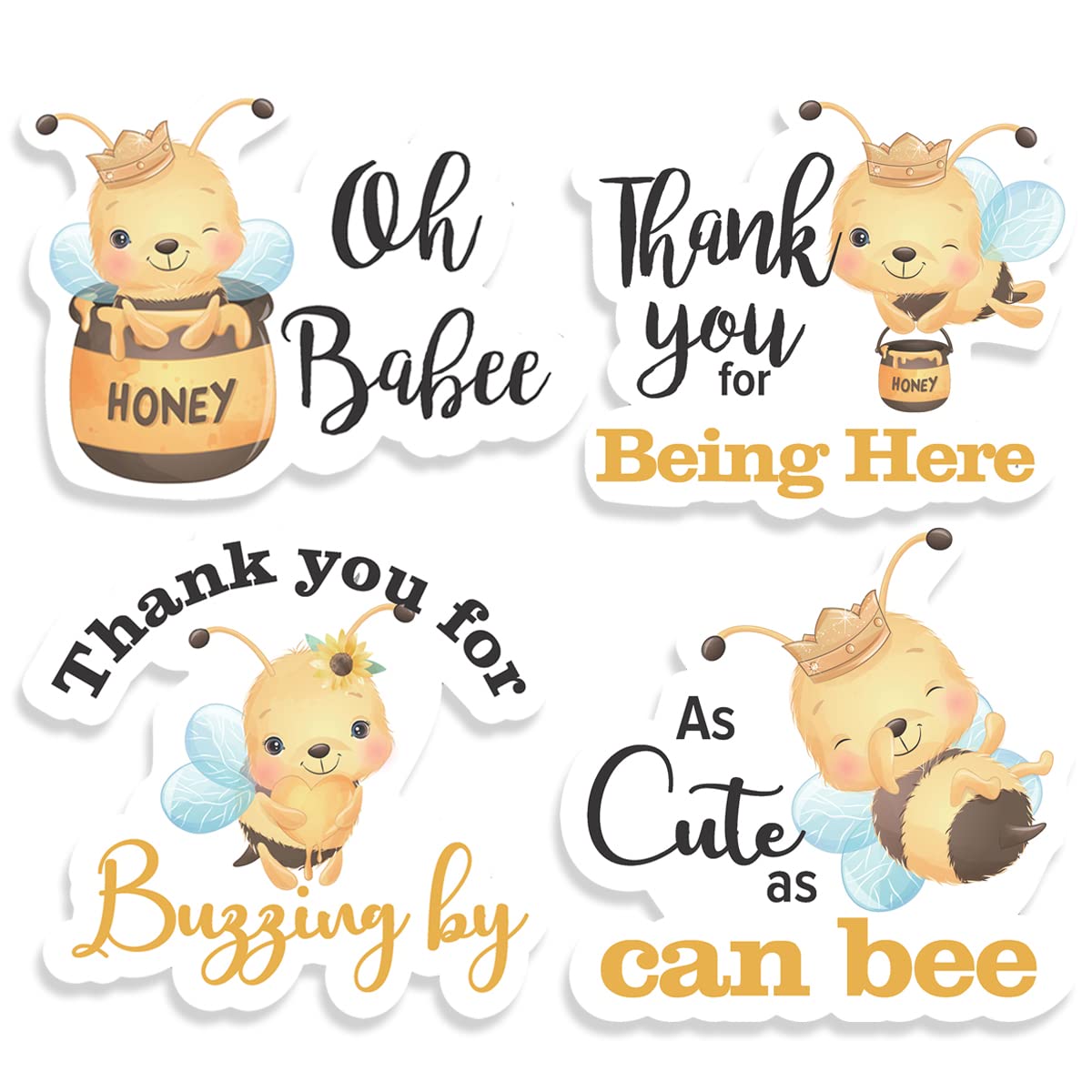 Cute Honey Bumble Bee Baby Shower Thank You Stickers Labels,Party Decorate Watercolor Stickers for Mommy to Bee Baby Shower Birthday Party Favor Label Decorations(10 in,80 Labels)