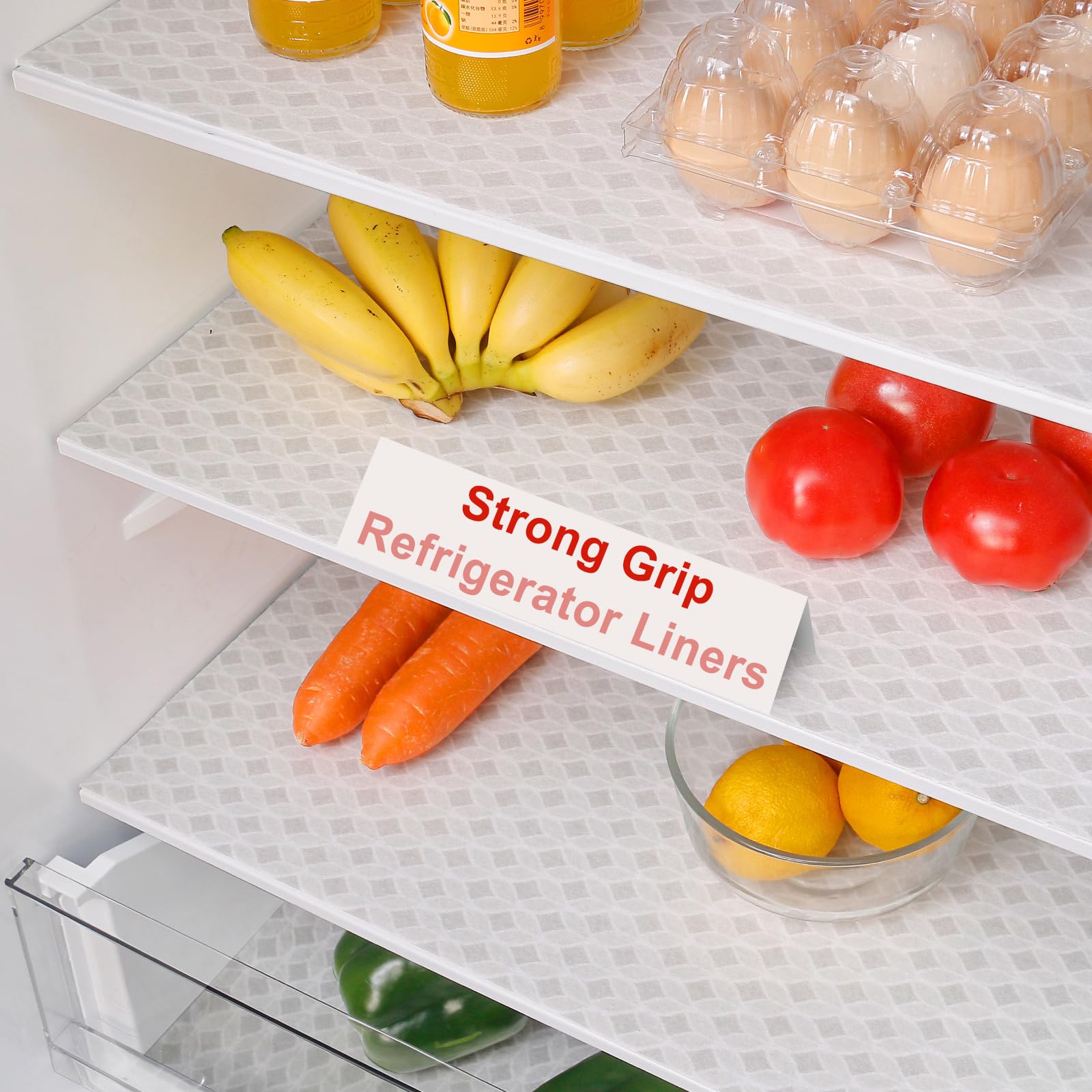 Cooyes Refrigerator Liners, Non-Slip Fridge Liners Washable, Absorbent Refrigerator Shelf Liner for Kitchen Cabinets, Non-Adhesive Refrigerator Mats Fridge bin Liners 12" x 24", 6Pcs