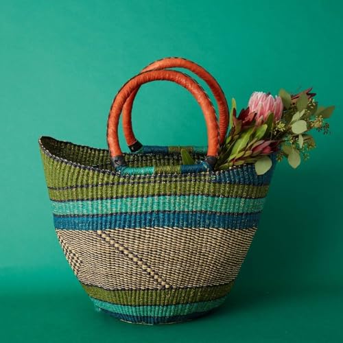 Blue Green Bohemian Market Basket