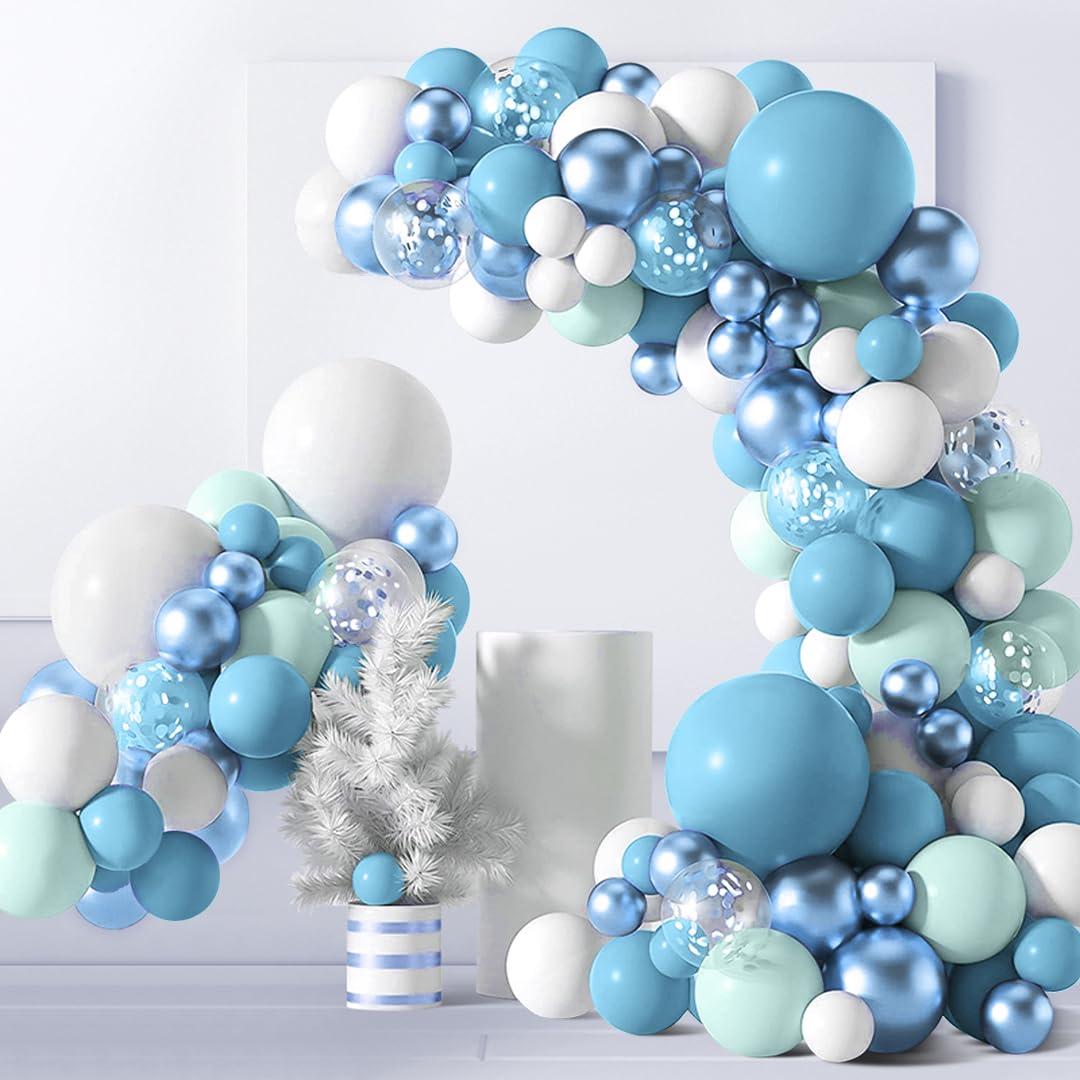 BLUE HANDCART Balloons Arch Garland Kit, 124pcs Party Balloons for Wedding Baby Bridal Shower Engagement Anniversary Graduation Birthday Party Decorations Backdrop (Blue)