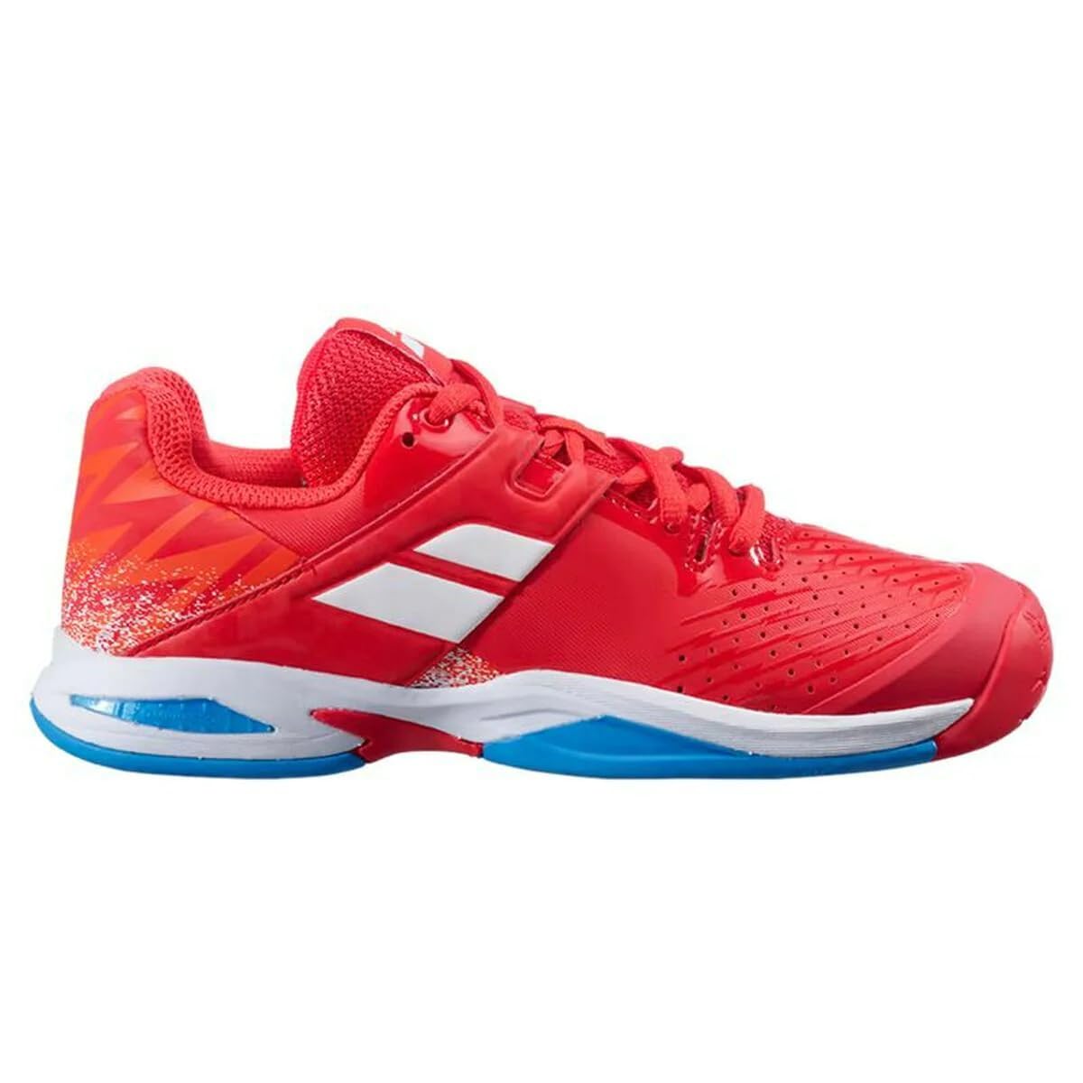 Babolat Junior Propulse All Court Kids' Tennis Shoes, Cherry Tomato White (US Size 3)
