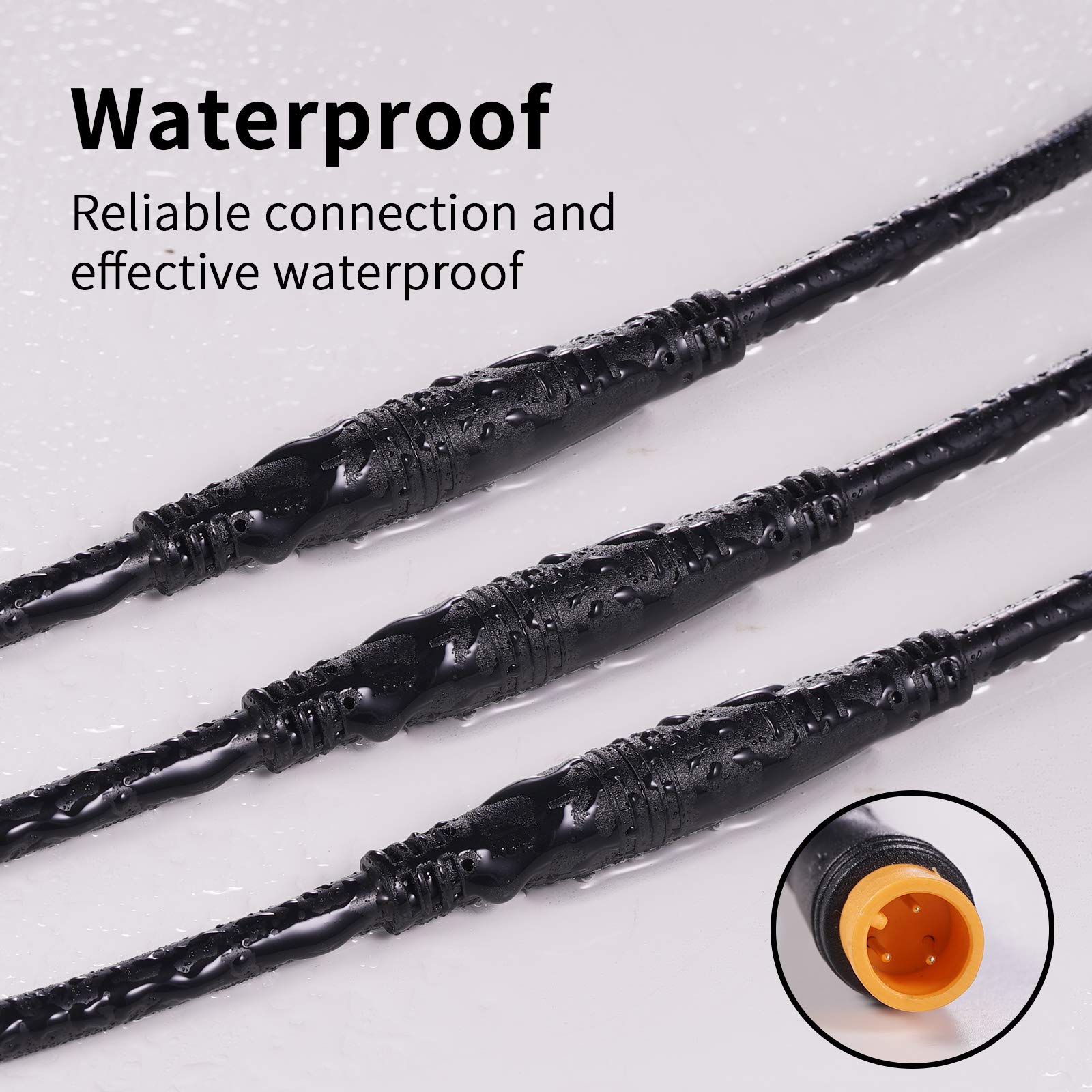 baluoqi Extension Cable 2Pin/3Pin/4Pin/5Pin/6Pin/8Pin/9Pin Waterproof Plug Works for Electric Bicycle Light/Throttle/Ebrake/Display Ebike Parts Extend Cable (3pin 80cm)