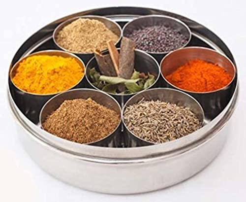 SHREESHANAIK Stainless Steel Masala Box,Stainless Steel Masala Dabba, Stainless Steel Spice Container, Indian Kitchen Spice Box for Chefs