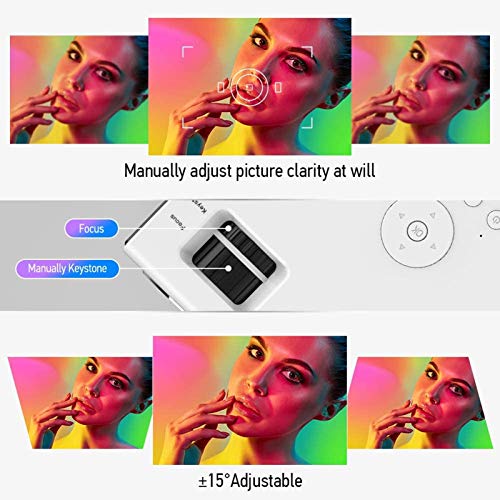 AZEUS RD-822 Mini Projector, 7600 Lux Portable Movie Projector, Support 1080P and up to 200'' Display, Compatible with HDMI, PS4, VGA, AV, USB, Laptop, Phone, TV Box [2021 Upgrade Model]