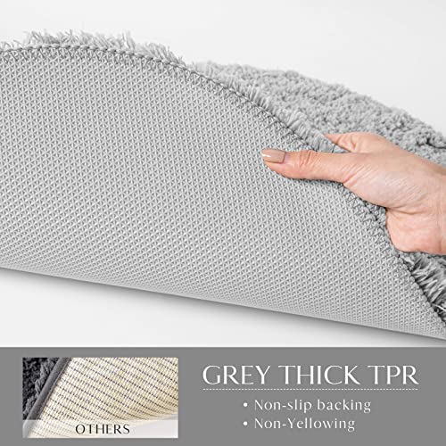 Ashler Runners Bathroom Rugs Long Non Slip Bathroom Rug Sets 2 Piece, Light Grey Water Absorbing Bath Mat Ultra Soft Shower Rugs, Plush Machine Washable Bathroom Carpet, 24 x 36 & 24 x 72 inches