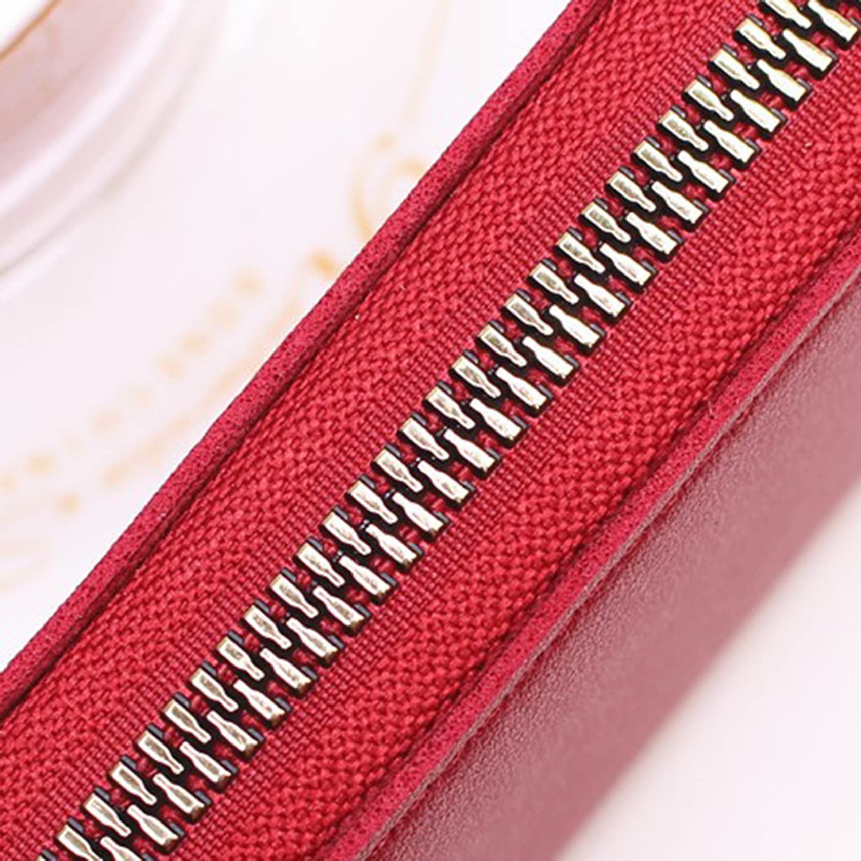 Bayetss Small Leather Zipper Card Case Coin Change Wallet Small Wallets for Women Men Zipper Card Organizer,red