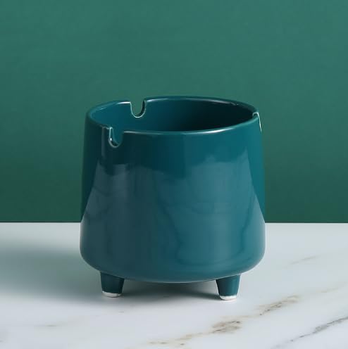 Ashtray 1 Pack Ceramic Ashtray Cigarette Ashtray Home Easy Clean Decorative Ashtray Holder Indoor Outdoor Patio Cigarette Ashtray Green Ash Tray